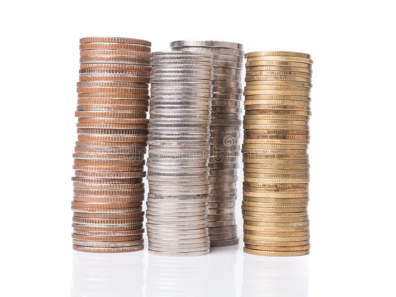 Different Money Metal Coins on Stacking Stock Image - Image of market ...