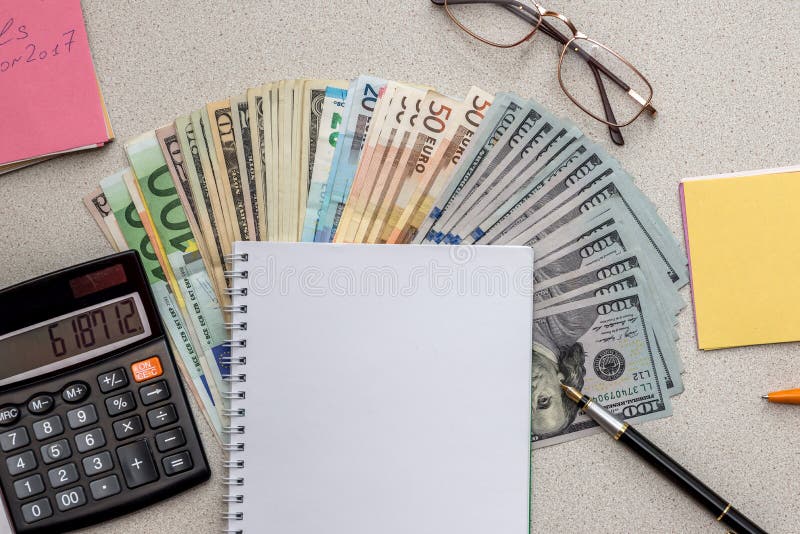 Different Money with Notepad Stock Photo - Image of rate, currency ...