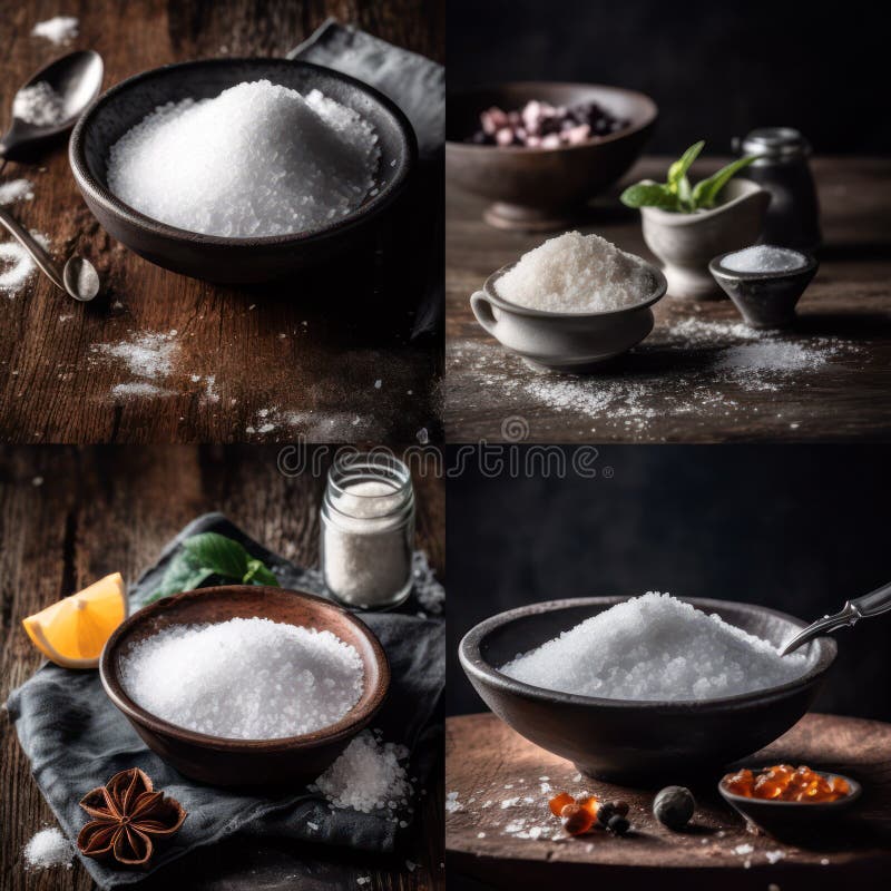 Different Multi-colored Types of Salt Stacked in Plates. Stock ...