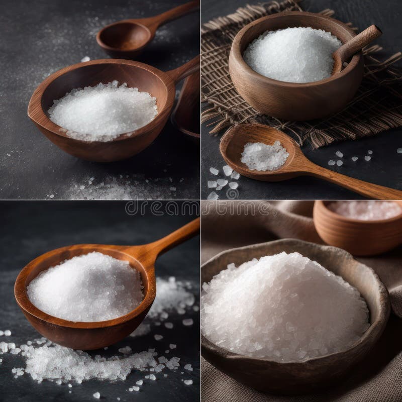 Different Multi-colored Types of Salt Stacked in Plates. Stock ...