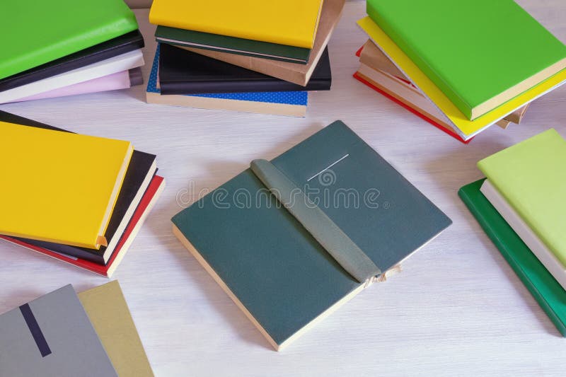 Different Multicolored Books on Table. Copy Space Stock Photo - Image ...