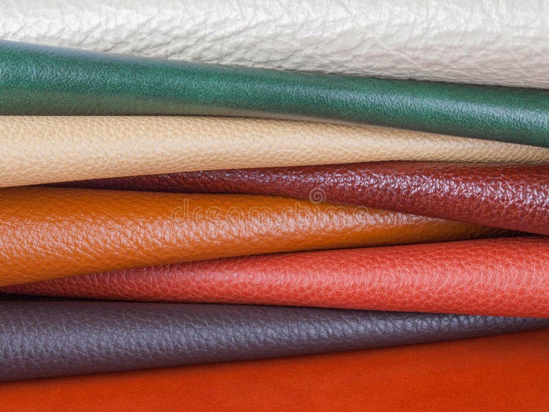 Multicolored Natural Leather Textures Samples Stock Photo - Image of ...