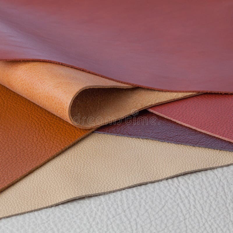 Multicolored Natural Leather Textures Samples Stock Image - Image of ...