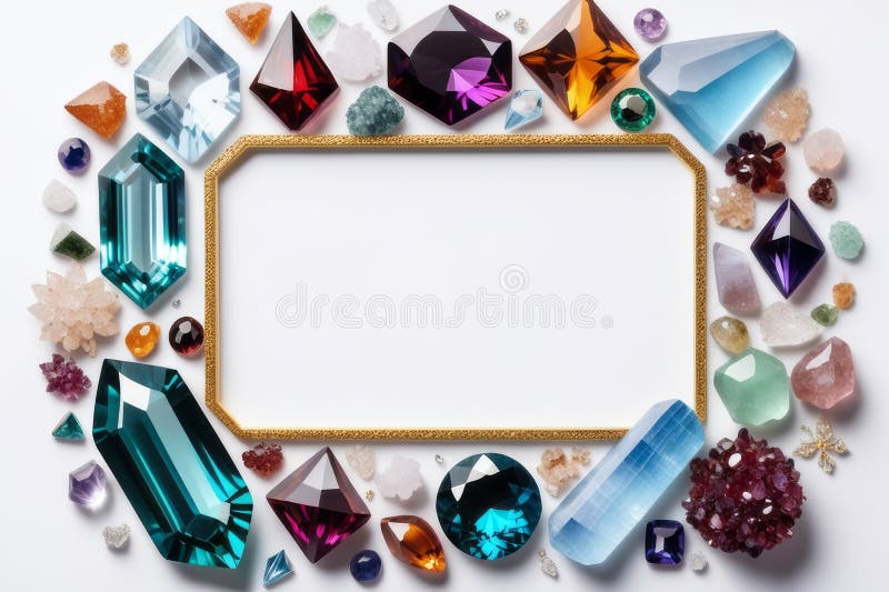 Different Natural Crystals and Gemstones with Copy Space in Frame ...