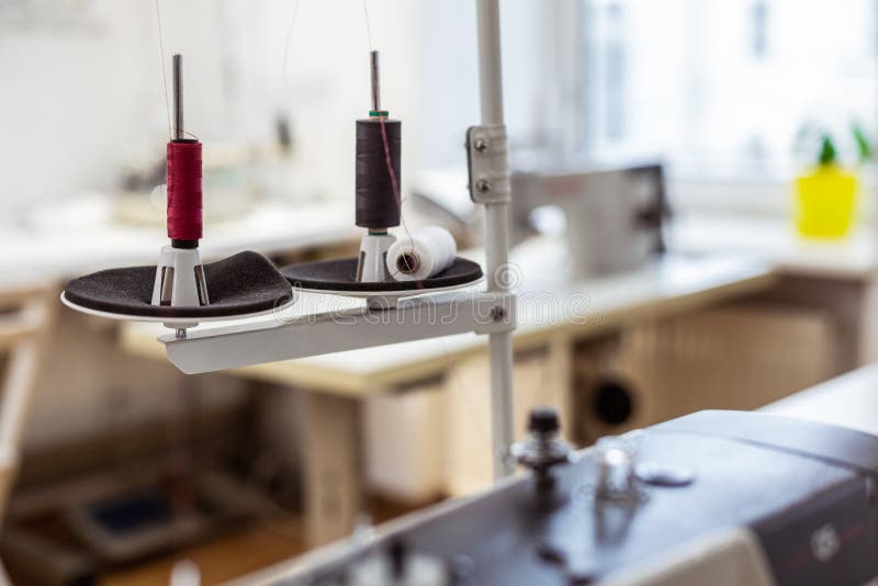 Different Needles and Cottons Being Fixed in a Big Sewing Machine Stock ...