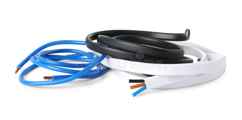 Different Electrical Wires Isolated on White Stock Photo - Image of ...