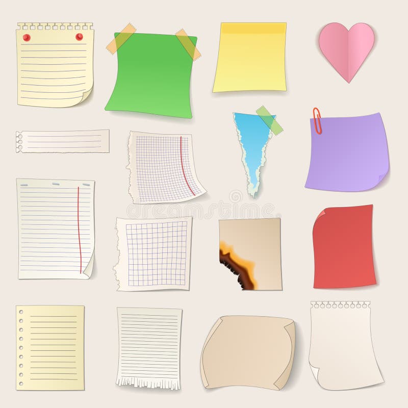 Different Note Papers and Stickers Stock Vector - Illustration of ...