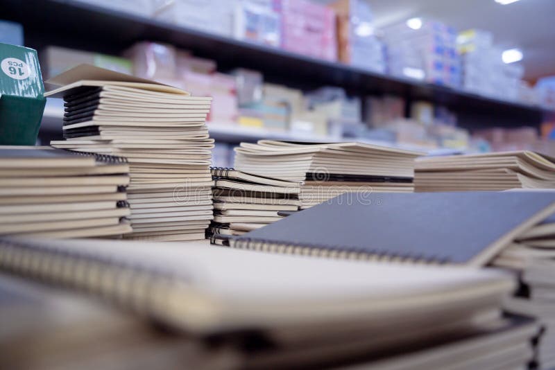 Different Notebooks Lying on the Shelves in the Book Store Stock Photo ...