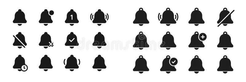 Different Notification Bell Icons Representing Various States of Alerts ...
