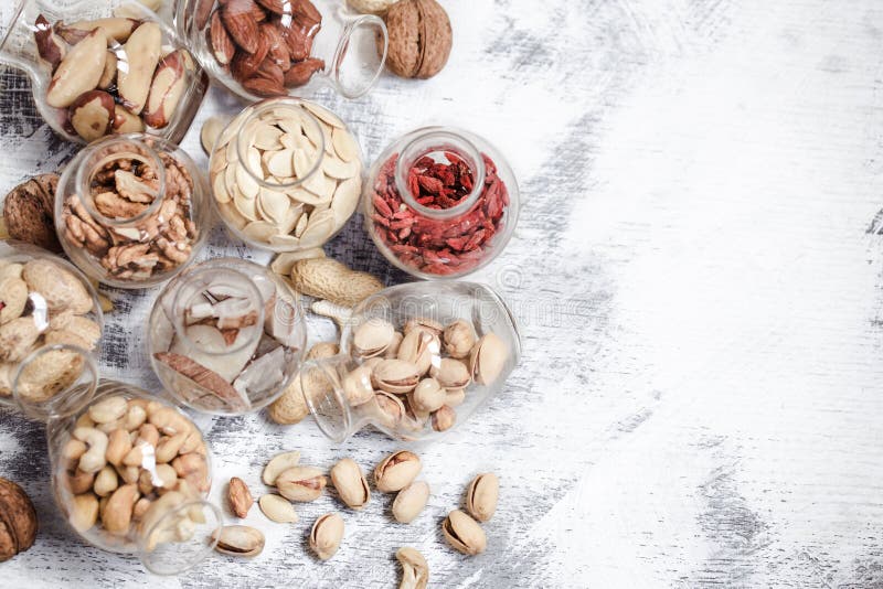 Different nuts in jars stock image. Image of mixed, natural - 93872235