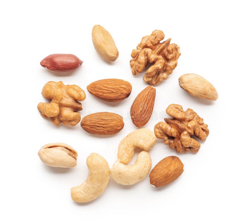 Different Nuts on White Background Stock Photo - Image of protein, nuts ...