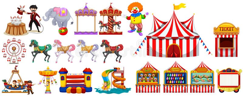 Different Objects from the Circus Stock Vector - Illustration of white ...