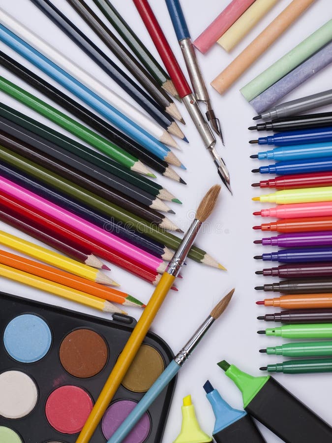 Different Objects for Drawing Stock Photo - Image of white, orange ...