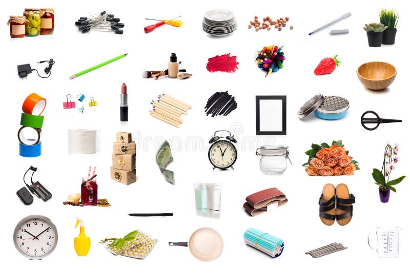 Different Objects Set Isolated on White Background Stock Photo - Image ...