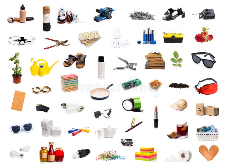 Different Objects Set Isolated on White Background Stock Image - Image ...