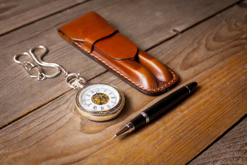 Objects on wooden table stock photo. Image of document - 66717568