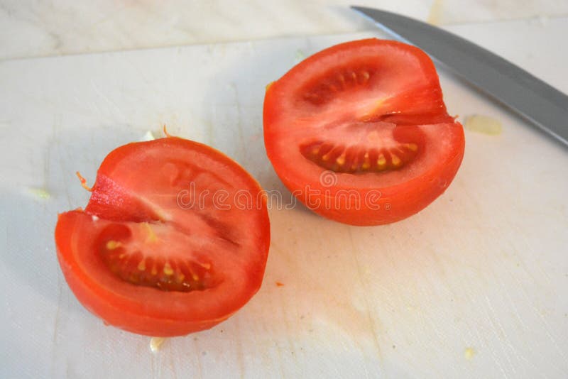 Healthy Food, Vegetables, Large Red Tomatoes Cut into Slices or Covered ...