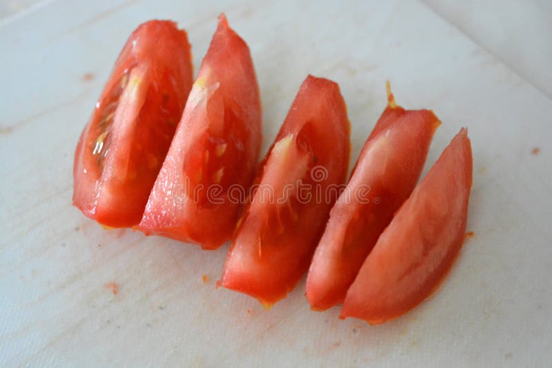 Healthy Food, Vegetables, Large Red Tomatoes Cut into Slices or Covered ...