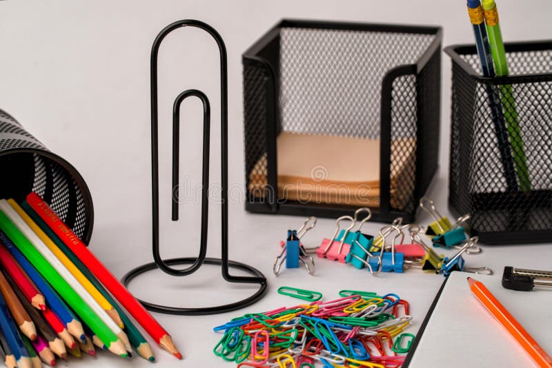 Different Office Supplies for Office and Study Stock Photo - Image of ...