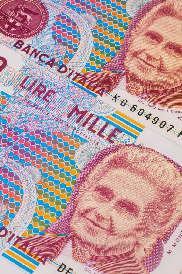 Different Old Banknotes from Italy Stock Photo - Image of paid ...