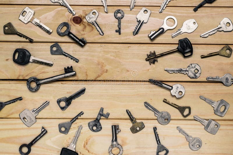 Set of Different Ancient Keys Isolate Stock Image - Image of door ...