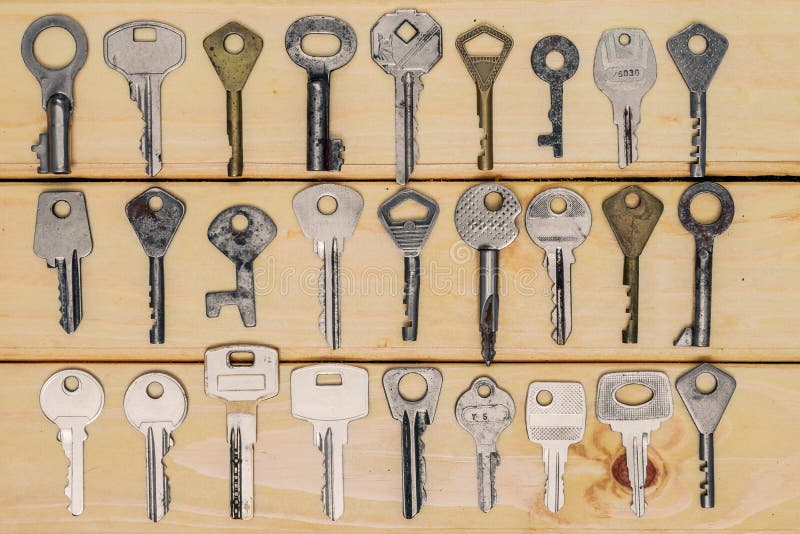 Set of Different Ancient Keys Isolate Stock Image - Image of door ...