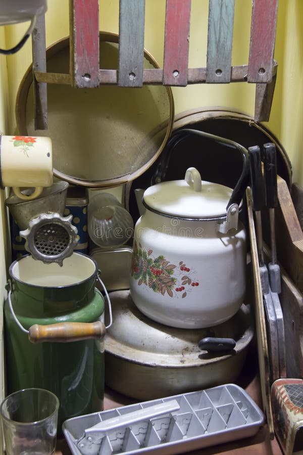 Different Old Kitchen Utensils Stock Photo - Image of copper, fashioned ...