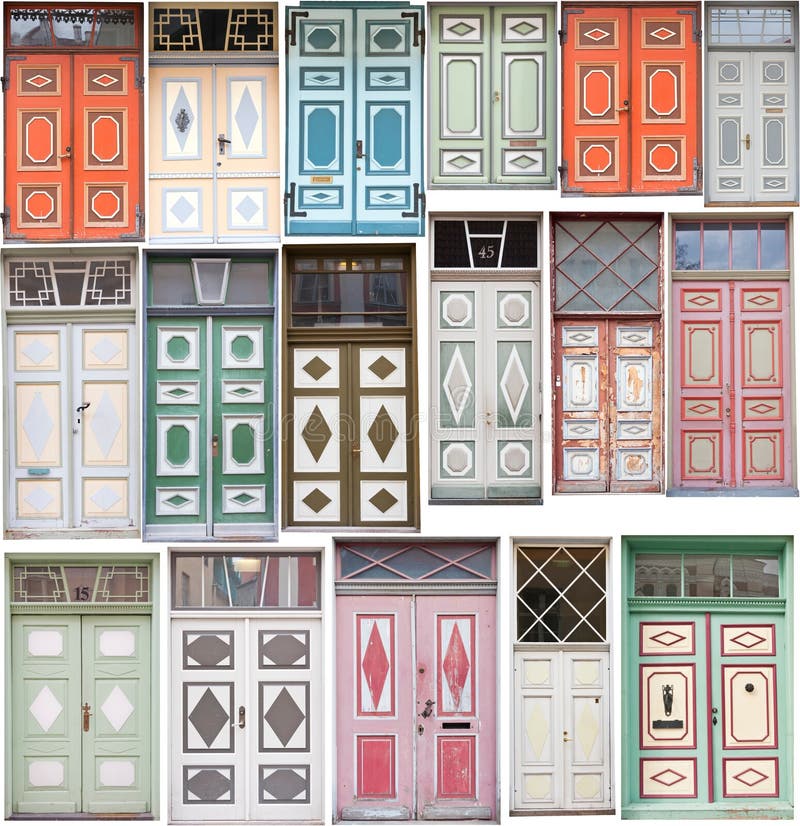 Different old style doors stock image. Image of house - 33135923