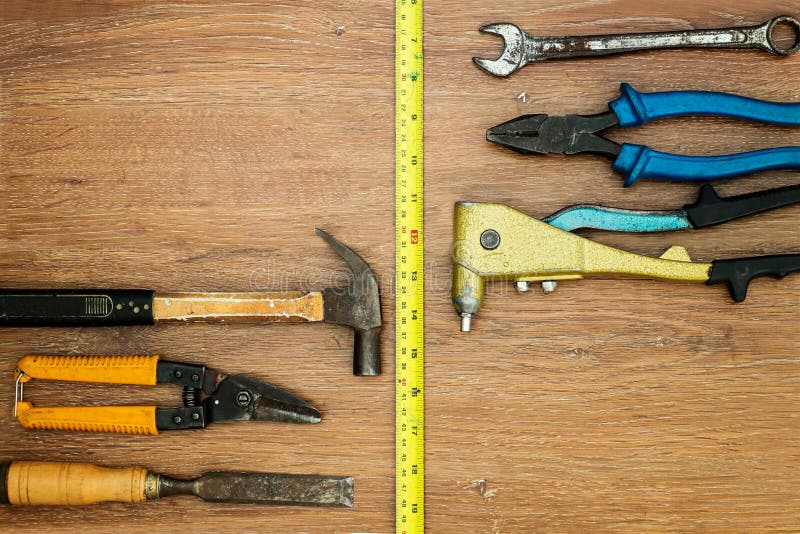 Different Old Tools on Wood Stock Image - Image of pattern, mechanic ...