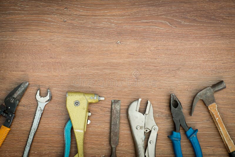 Different Old Tools on Wood Stock Image - Image of improvement ...