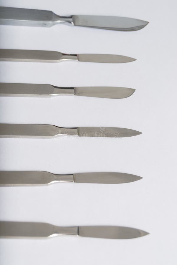 Different One-Piece Scalpels on White Background Stock Photo - Image of ...