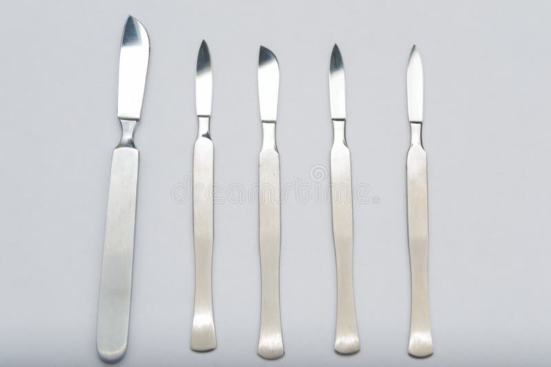 Different One-Piece Scalpels on White Background Stock Photo - Image of ...