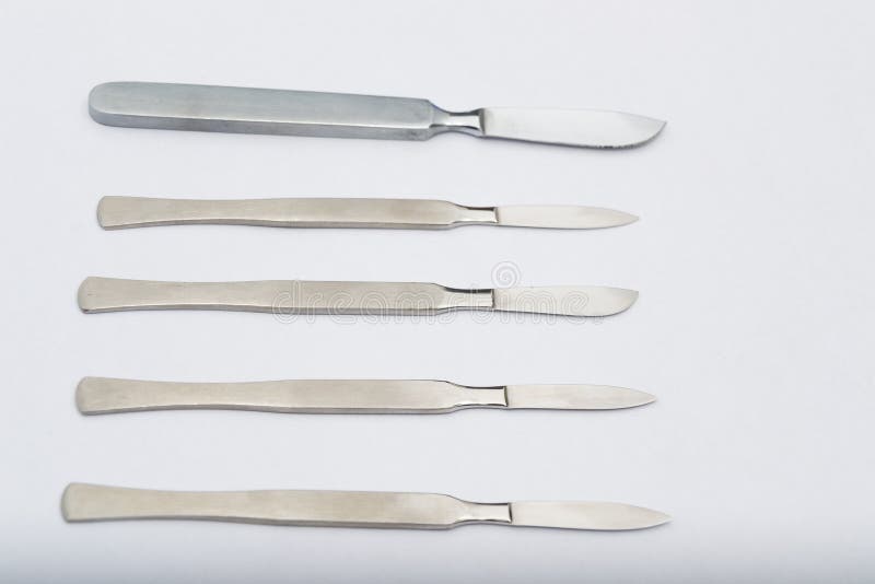 Different One-Piece Scalpels on White Background Stock Image - Image of ...