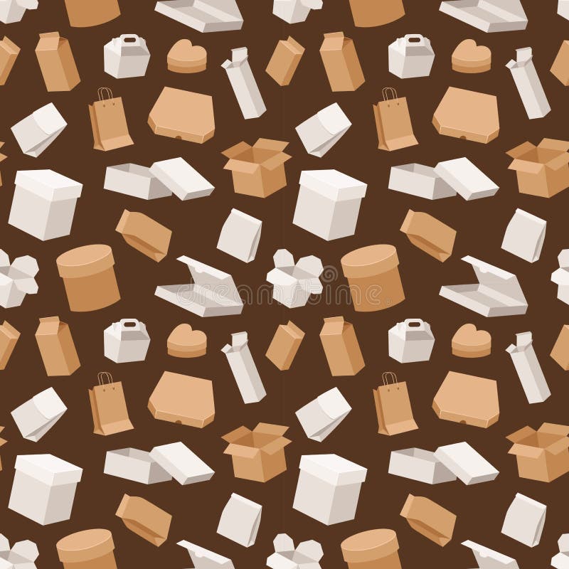 Different Open and Close Boxes Pack Seamless Pattern Warehouse Shipping ...