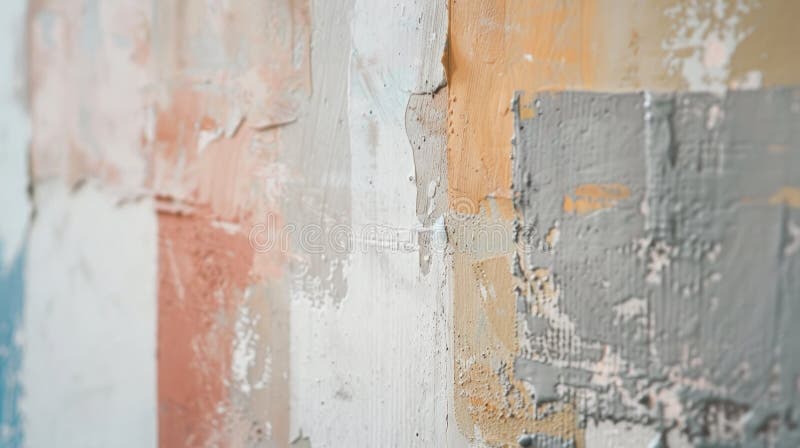 A Close-up View of Various Paint Swatches on a Textured Wall Showcasing ...