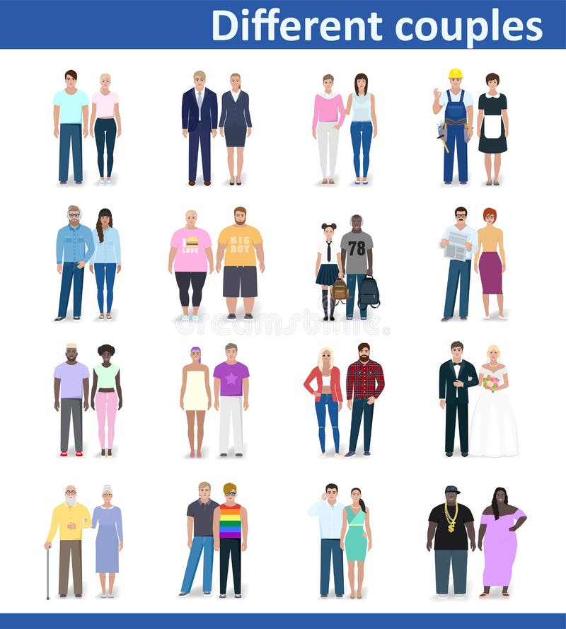 Different Couples, Vector Illustration Stock Vector - Illustration of ...