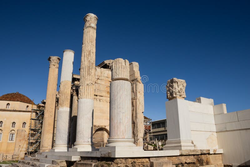 Different Parts of Ancient Hadrian S Library in Athens Greece Stock ...