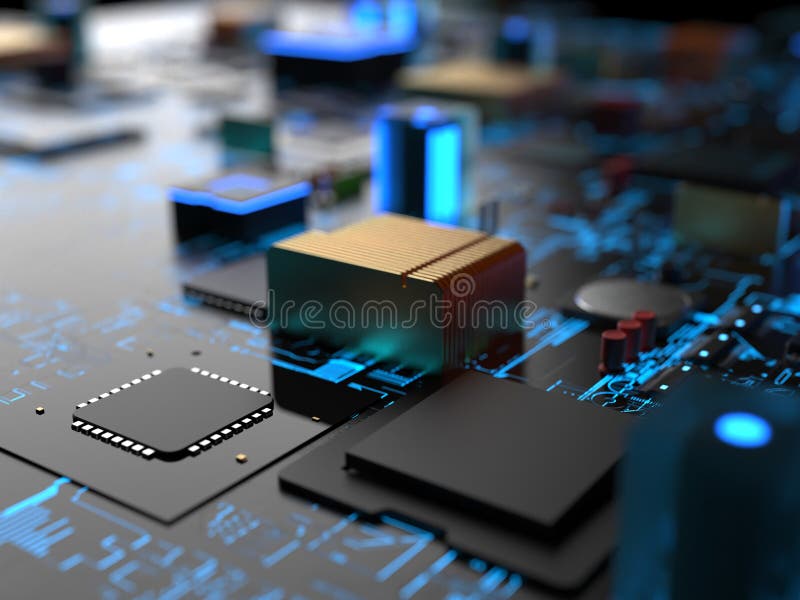 Different Parts of Computer Chips and Transistors. Stock Illustration ...