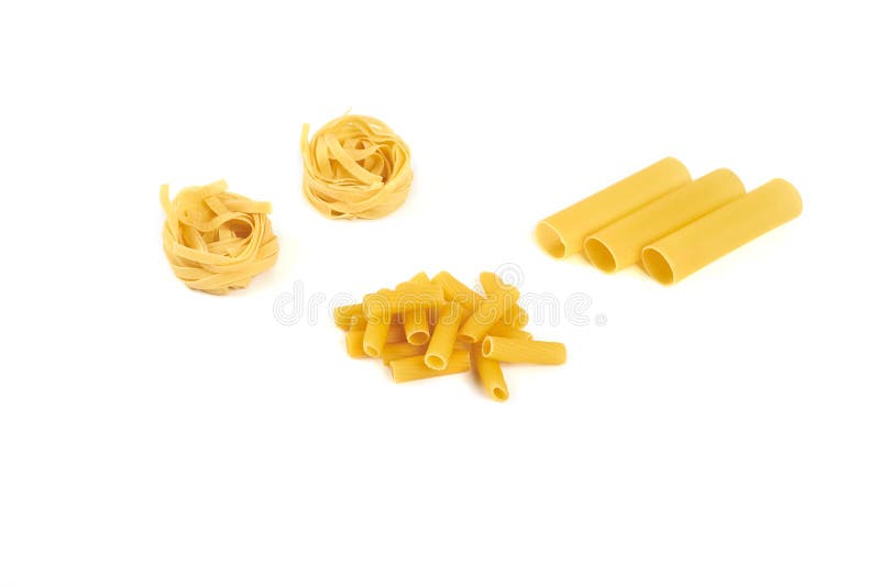 Different Pasta Varieties Isolated on White Background. Stock Image ...