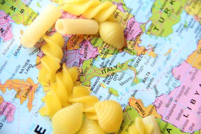 Different Pasta on World Map Stock Photo - Image of focus, arranging ...