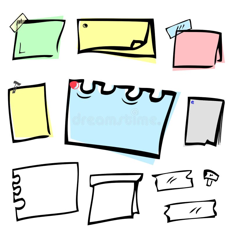 8 Different Pastel Color and Shape Blank Note Paper with Pushpin and ...
