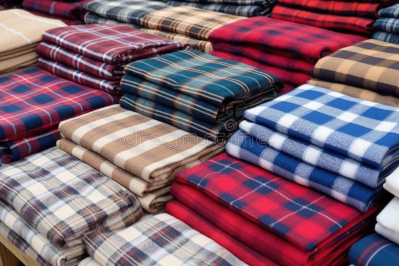 Different Patterns of Flannel Cloth Displayed on a Table Stock Image ...