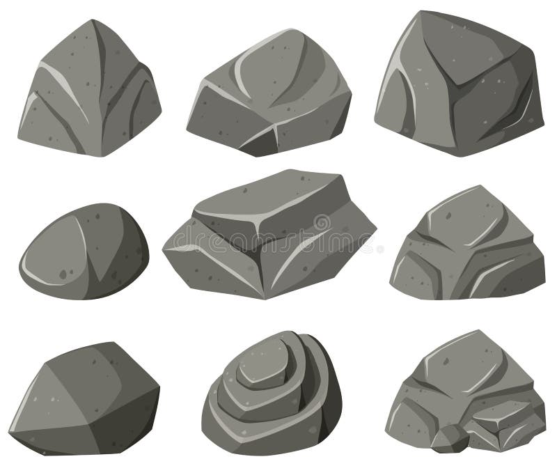 Cartoon Stone Set. Grey Rock Collection Stock Vector - Illustration of ...