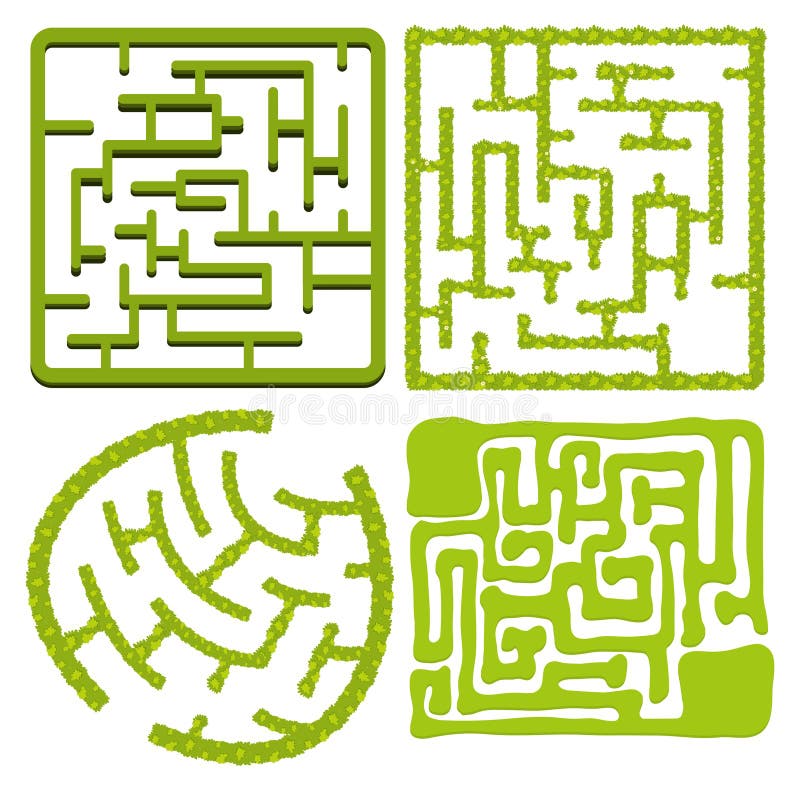 Different Patterns of Maze Game in Green Color Stock Vector ...