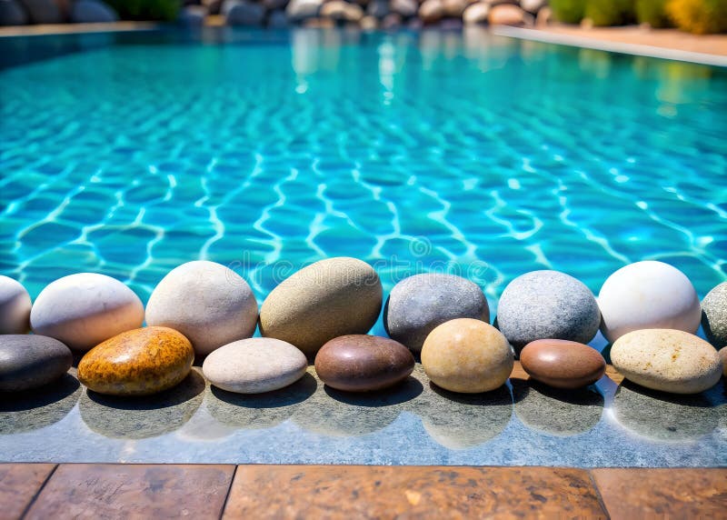 Different Pebbles Arranged Near a Pool Stock Illustration ...