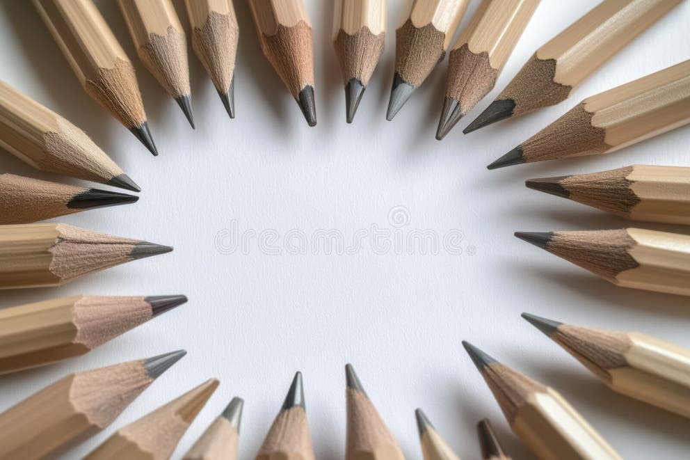 Different Pencils Form a Circle. Space for the Text Stock Photo - Image ...