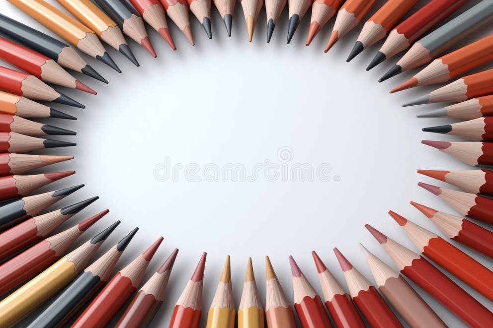 Different Pencils Form a Circle. Space for the Text Stock Photo - Image ...