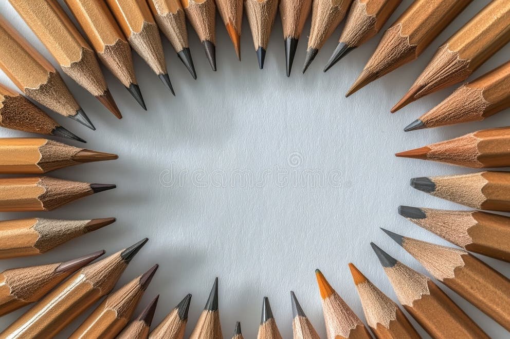 Different Pencils Form a Circle. Space for the Text Stock Photo - Image ...