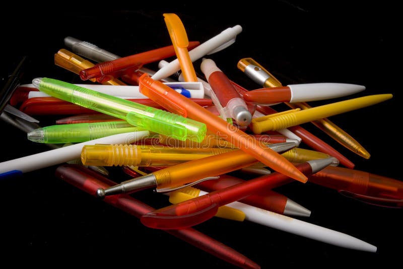Lots of pens stock image. Image of metallic, supplies - 25157333