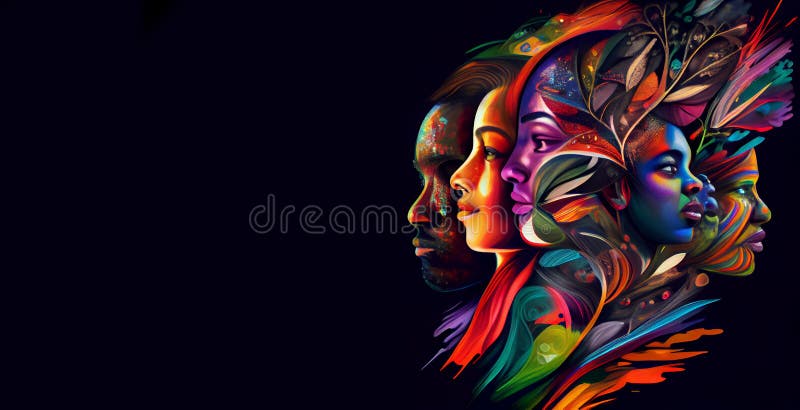 Different Abstract Faces. Ethnic Diversity of Nationalities. AI ...